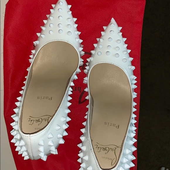 Christian Louboutin | Shoes | Christian Louboutin White Studded Red ...